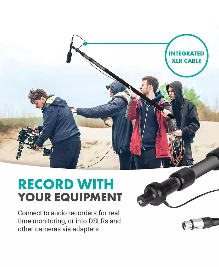 Movo Boom Mic Bundle - Shotgun Microphone with Telescoping Boom Pole ...