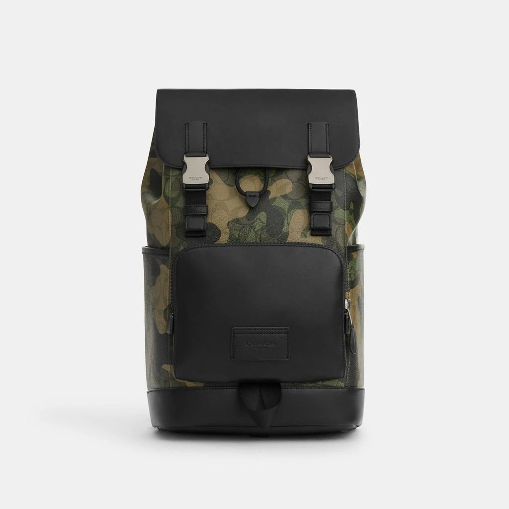 Shop Coach Outlet Track Backpack In Signature Canvas With Camo Print on ...