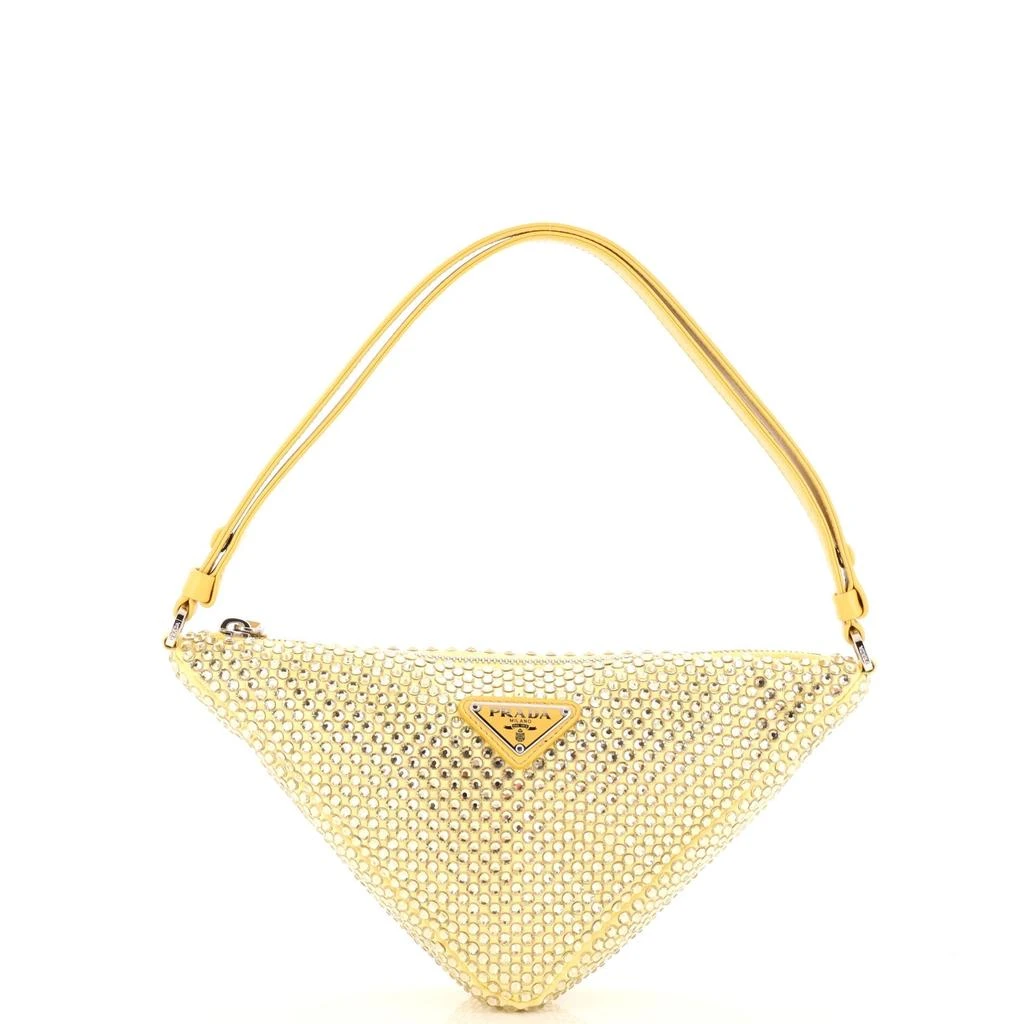 Prada Triangle Top Handle Pouch Bag Crystal Embellished Satin Mini ...