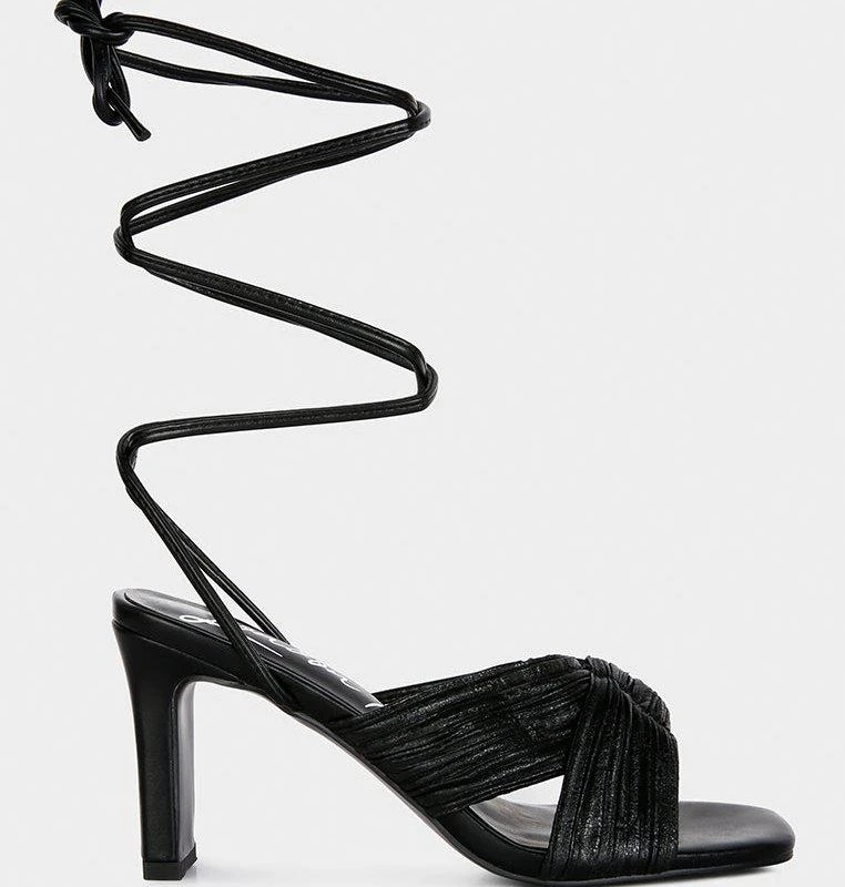 London Rag Xuxa Metallic Tie up Italian Block Heel Sandals - Sandals ...