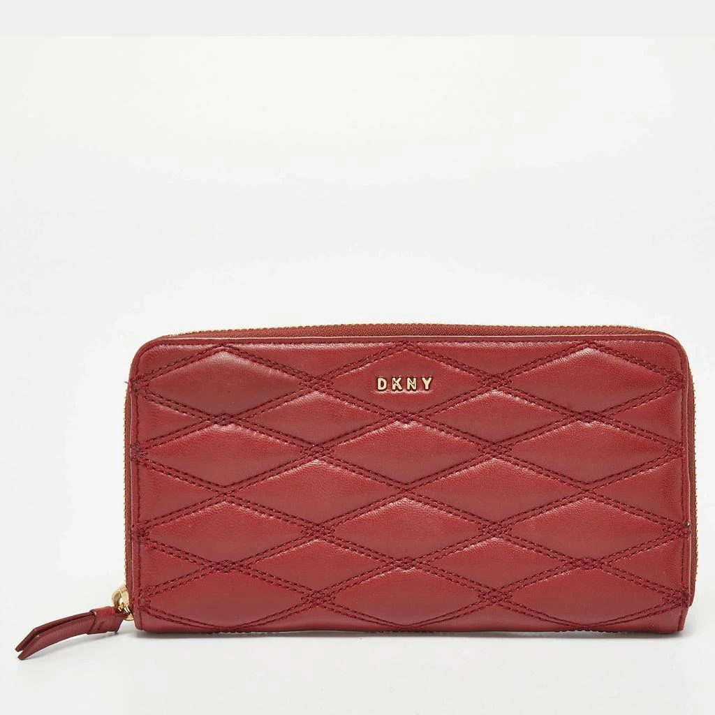 DKNY DKNY Red Quilted Leather Zip Around Compact Wallet - Wallets ...