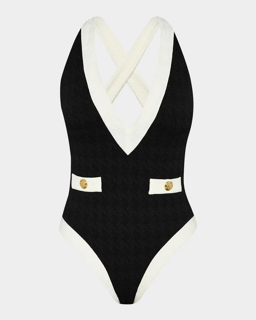 L'Agence Colorblock Chic Lisa Plunge One-Piece Swimsuit - Swimwear ...