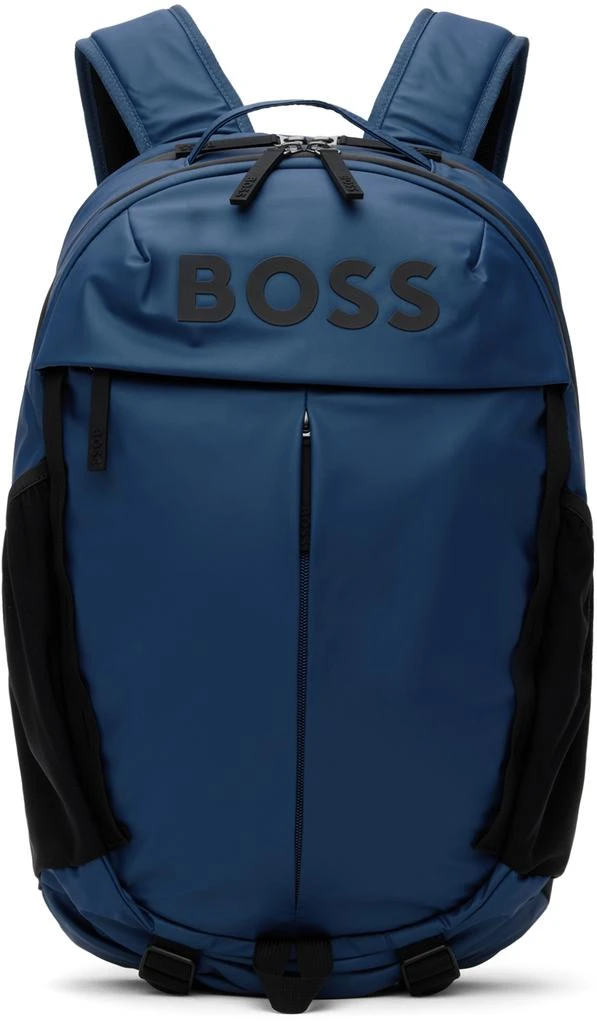 Blue Faux-Leather Logo Detail Backpack – On Sale Now with Up to 60% Off ...