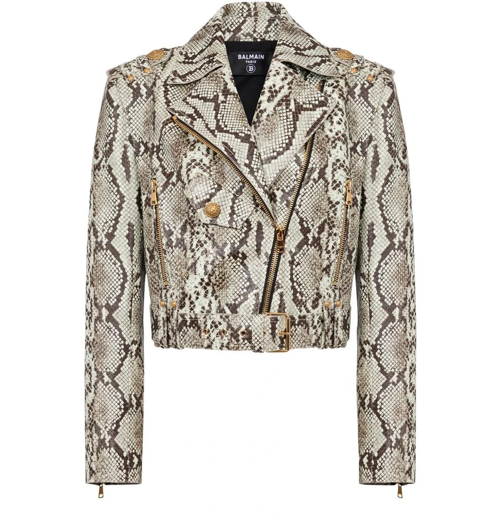 Balmain Snakeskin Leather Biker Jacket - Jackets - Free Shipping ...