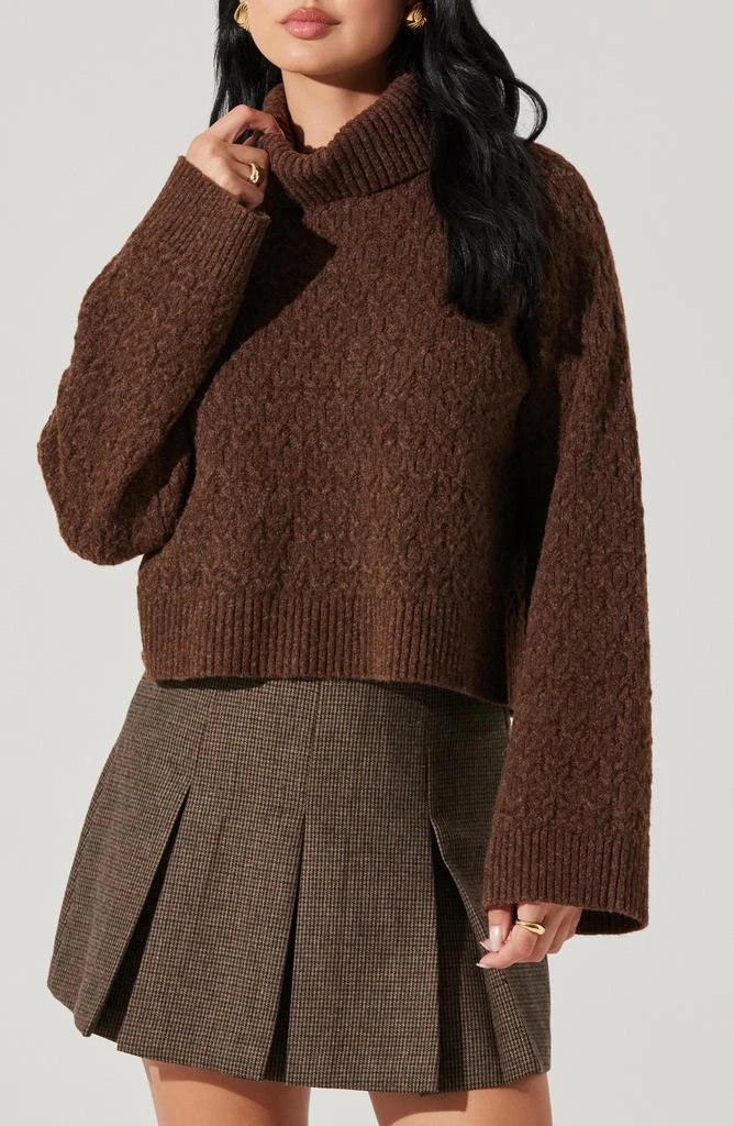 ASTR Textured Stitch Crop Turtleneck Sweater - Sweaters - BeyondStyle