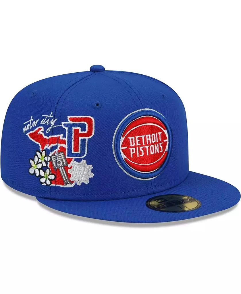 New Era Men's Blue Detroit Pistons City Cluster 59FIFTY Fitted Hat ...