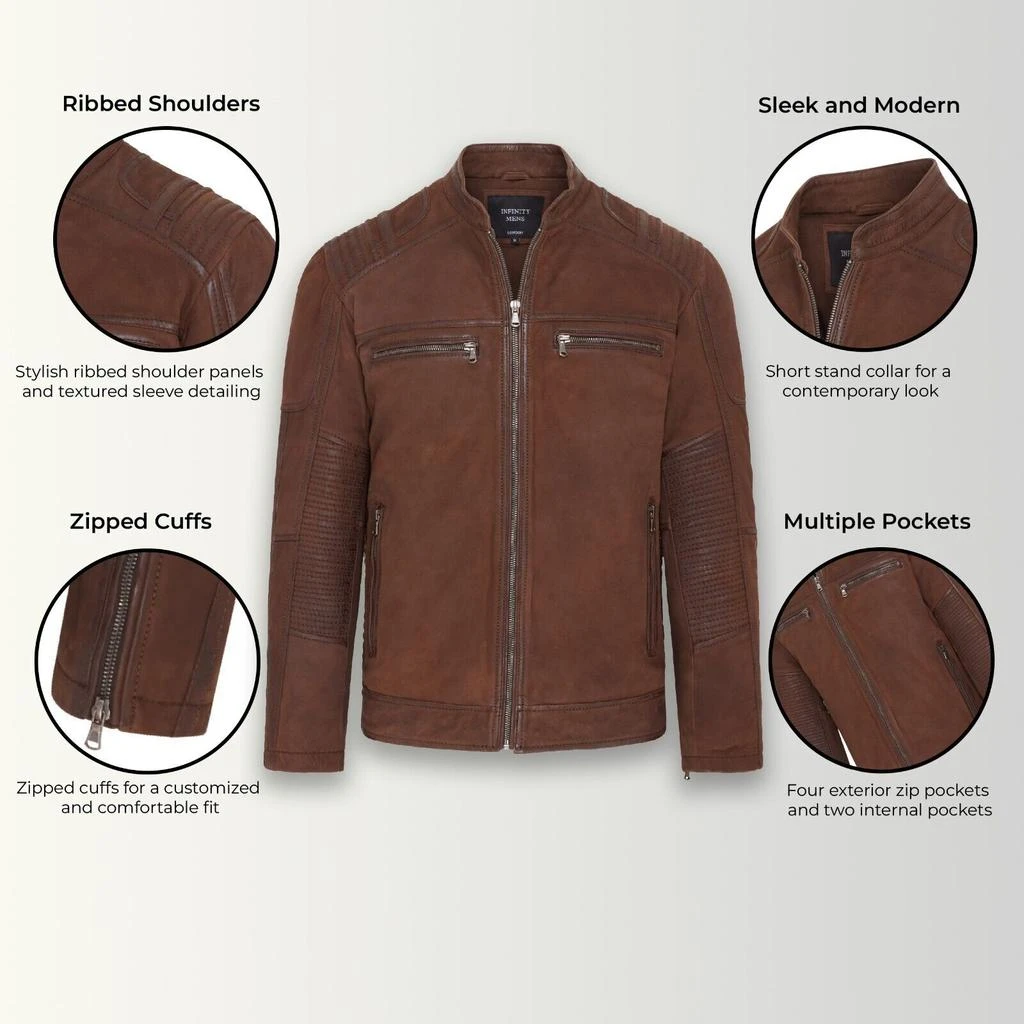 Infinity Leather Mens Buff Leather Cafe Racer Biker Jacket - Jinan ...