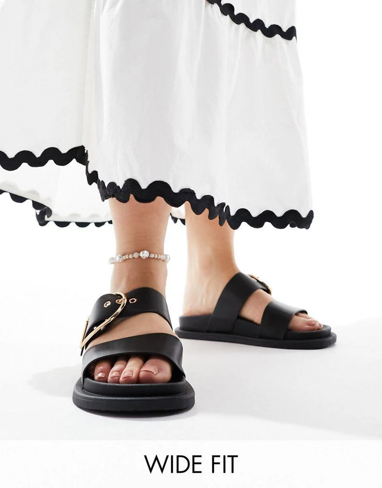 ASOS DESIGN ASOS DESIGN Wide Fit Frozen double strap slider in black ...