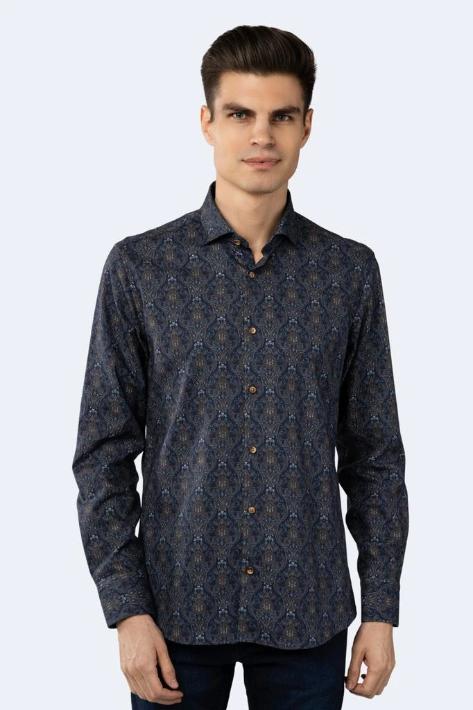 Luchiano Visconti Leo Navy Multi Paisley Jacquard Shirt - Shirts - Free ...