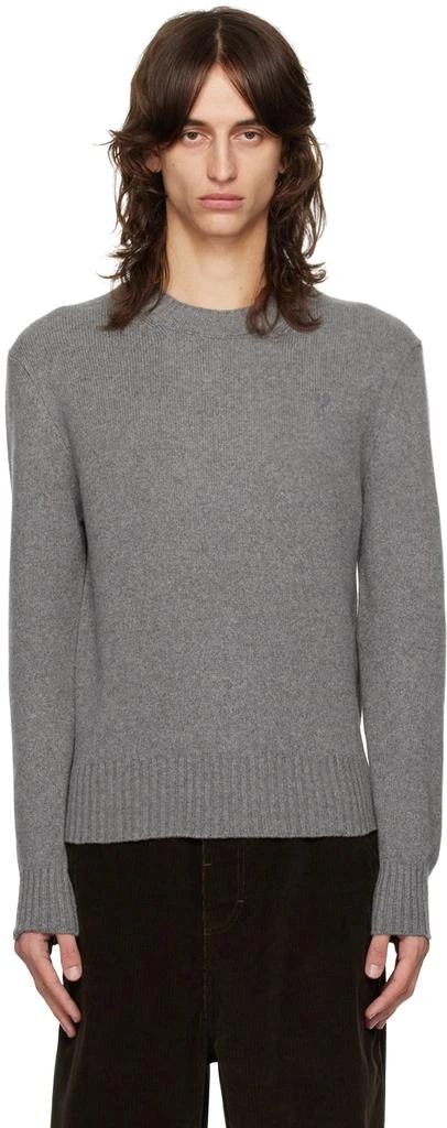 AMI Gray Cashmere Ami De Cœur Sweater - Sweaters - Free Shipping ...