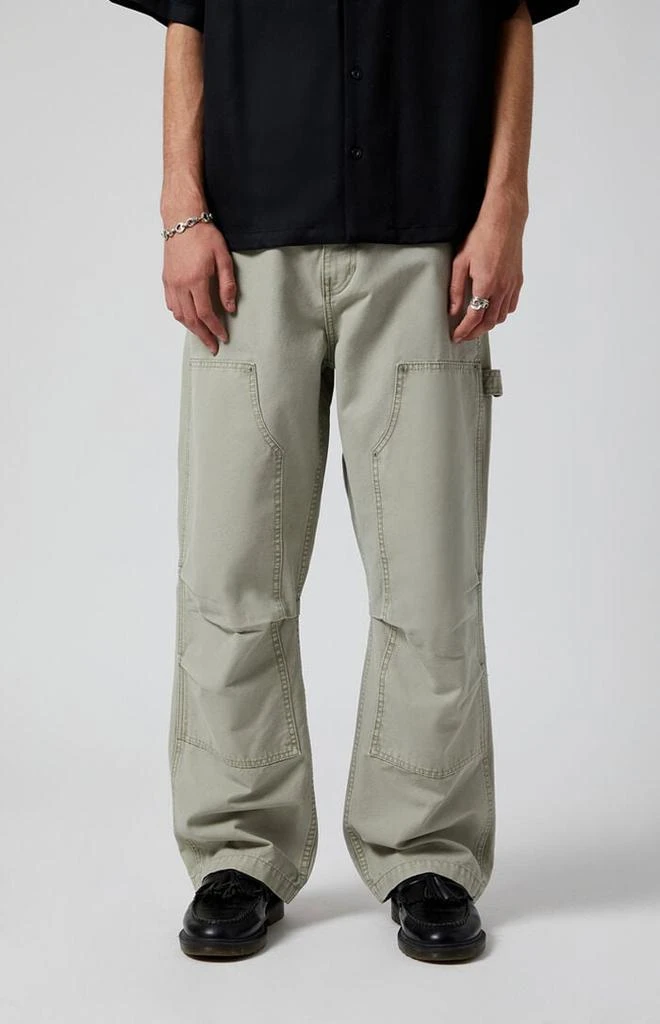 PacSun Olive Reinforced Knee Panels Baggy Carpenter Pants - Clothing - Free Shipping - BeyondStyle