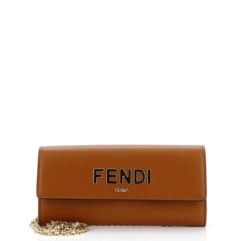 Fendi Roma Logo Continental Wallet on Chain Leather - Wallets - Free ...