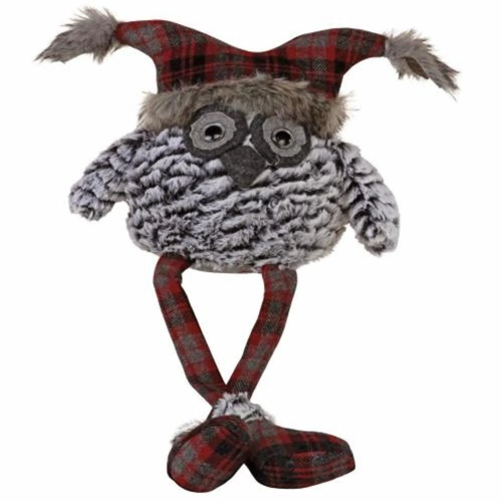 Hivvago Fuzzy Dangle Leg Owl w/ Red & Dark Gray Plaid Hat - Free ...