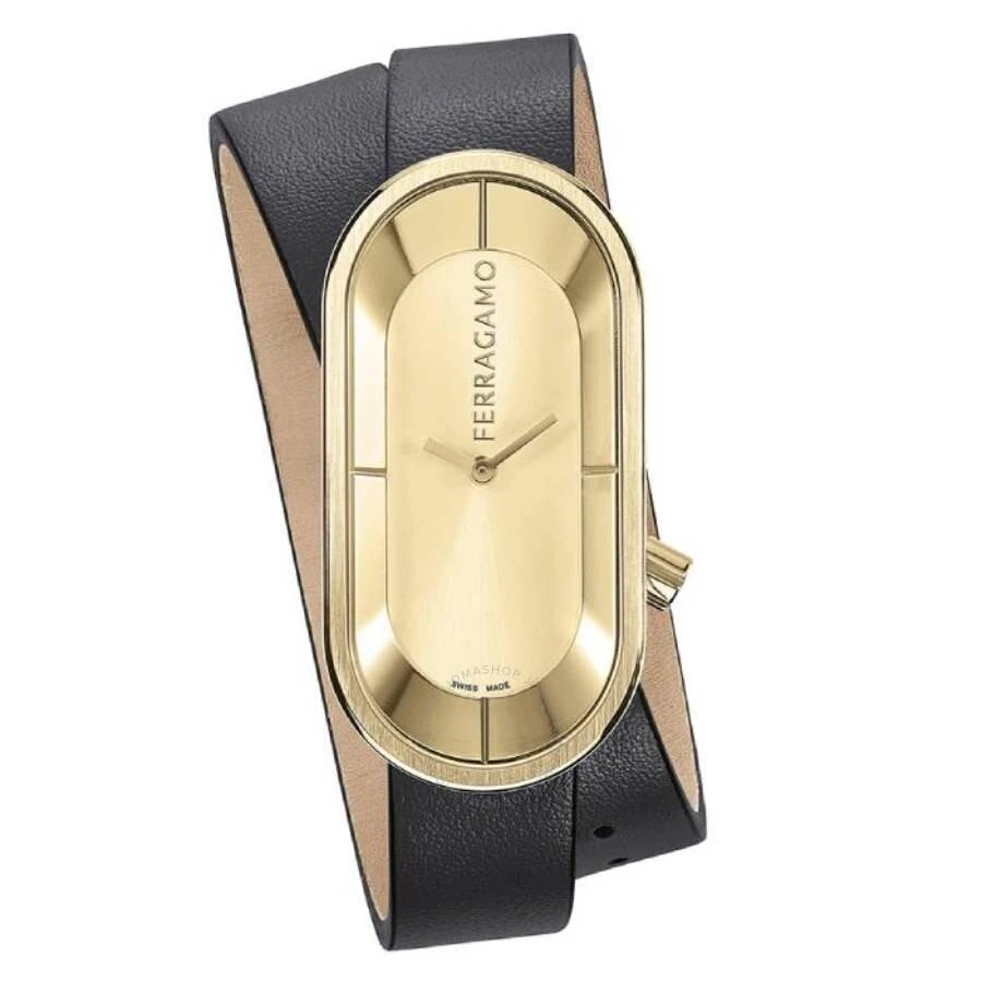 Salvatore Ferragamo Open Box - Ferragamo Curve Quartz Gold Dial Watch ...
