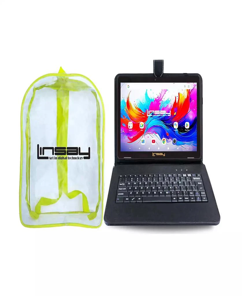 LINSAY 10.1" Octa Core 256GB Storage Android 15 Tablet with Black ...