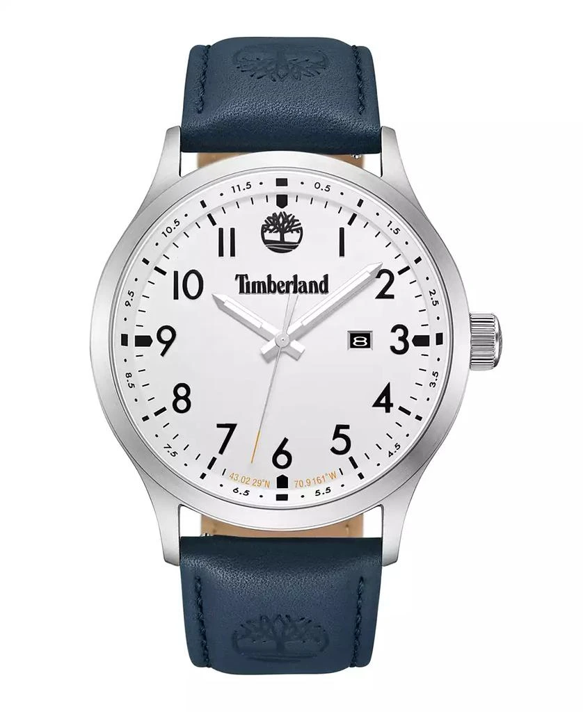 Timberland Men's Quartz Trumbull Dark Blue Genuine Leather Watch 45mm ...