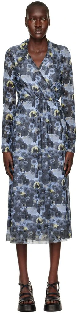 GANNI Blue Wrap Midi Dress - Dresses & Skirts - BeyondStyle