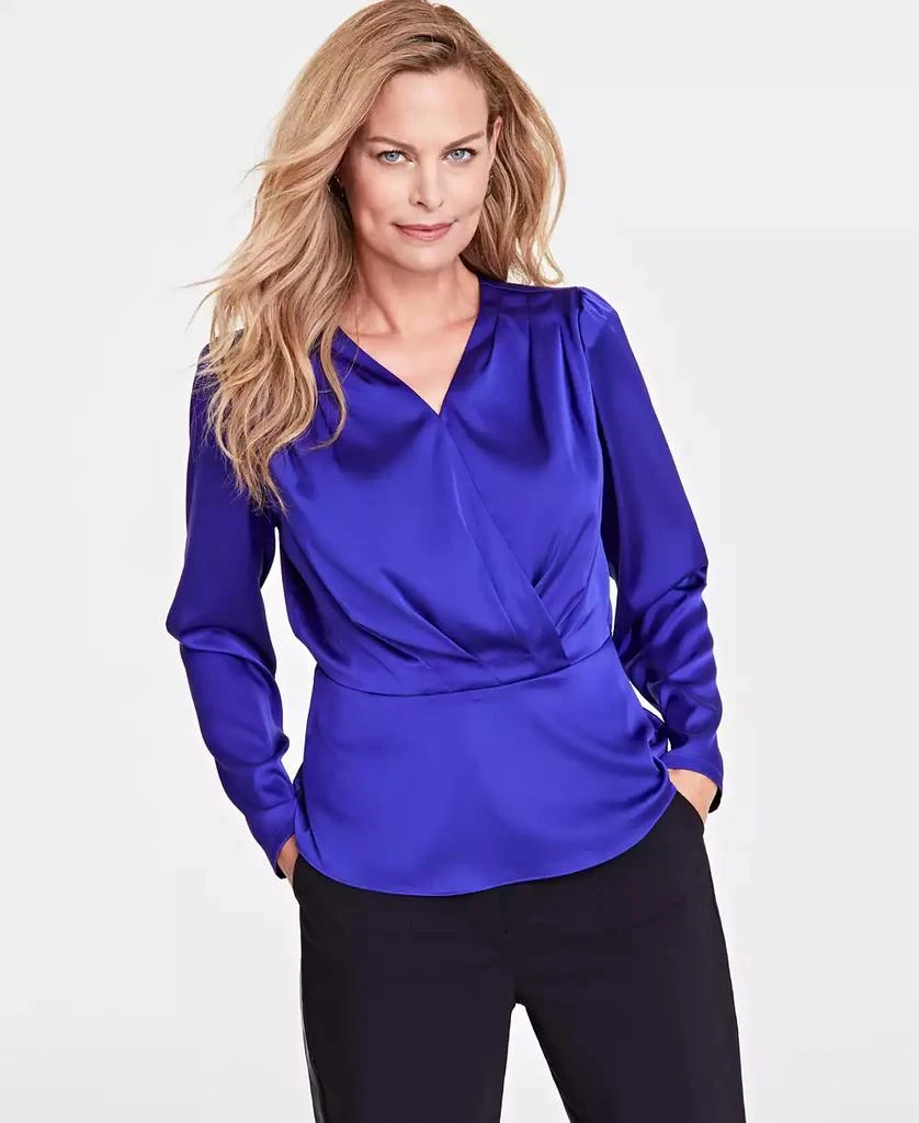 I.N.C. International Concepts Women's Surplice Blouse, Created for Macy ...