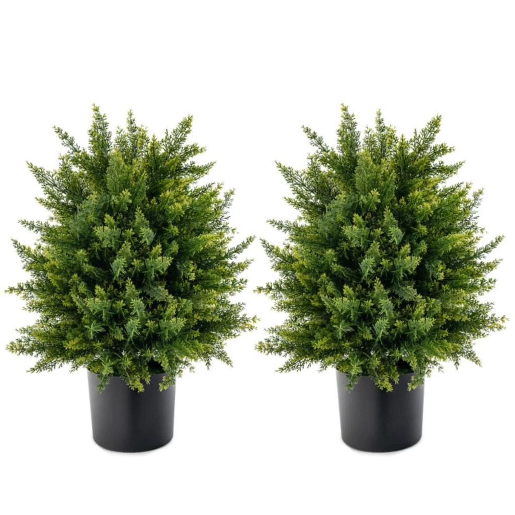 Shop 2-Pack Artificial Cedar Topiary Ball Tree with Cement Pot on Sale ...