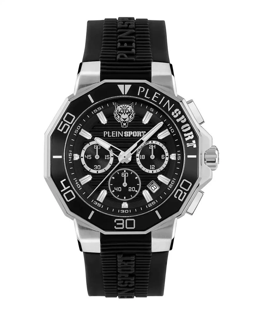 Plein Sport Men's Titan Chronograph Date Quartz Black Silicone Strap ...