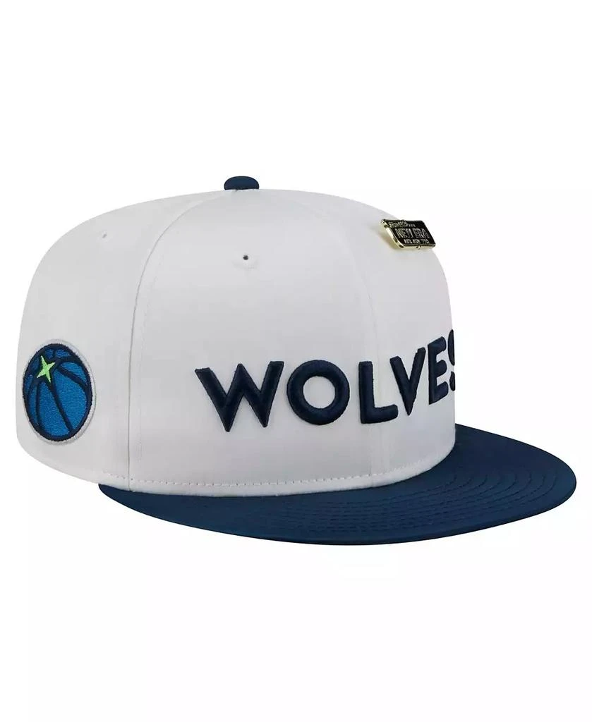 New Era Men's White/Navy Minnesota Timberwolves Throwback Satin Vintage Pin Two-Tone 59FIFTY ...