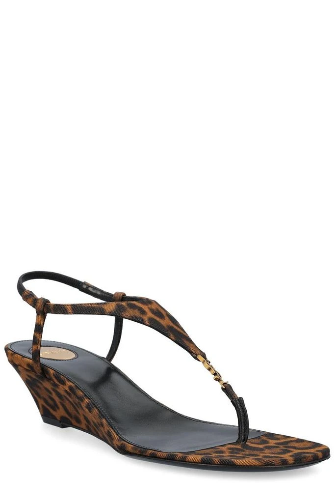 Shop Saint Laurent Cassandra Leopard Wedge Sandals on Sale at ...