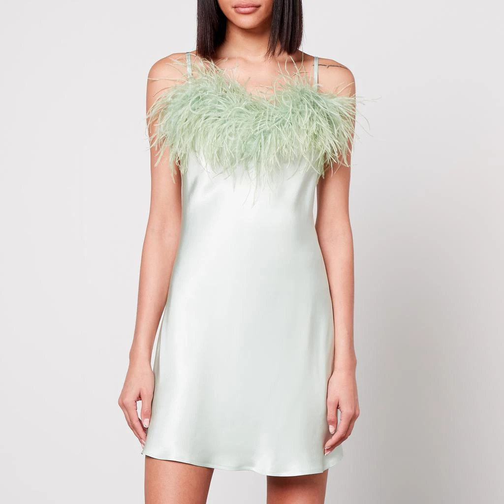 Sleeper Sleeper Boheme Feather-Trimmed Satin Mini Dress - Dresses ...