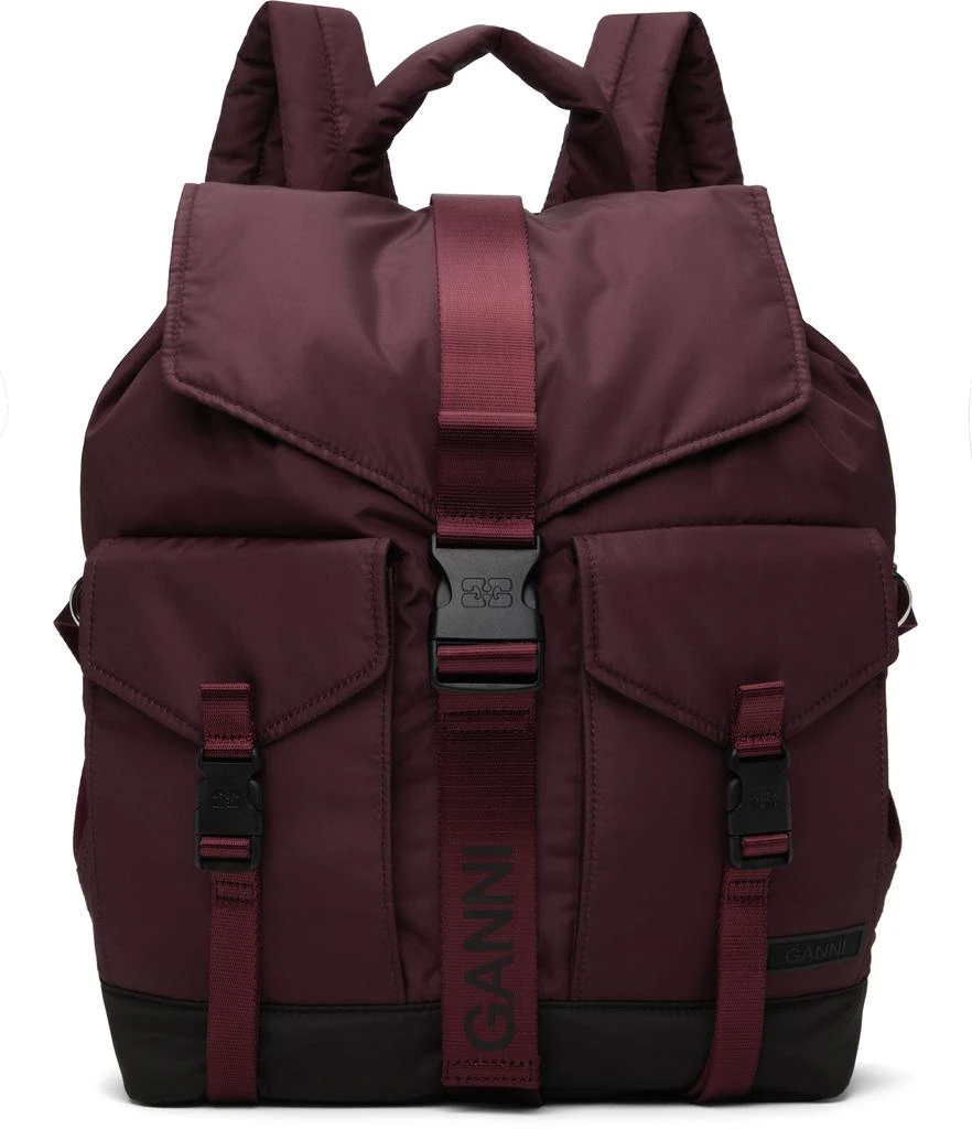 GANNI Burgundy Tech Backpack - Backpacks - BeyondStyle