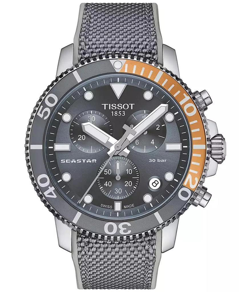 Tissot Men's Swiss Chronograph Seastar 1000 Gray Textile Strap Watch ...