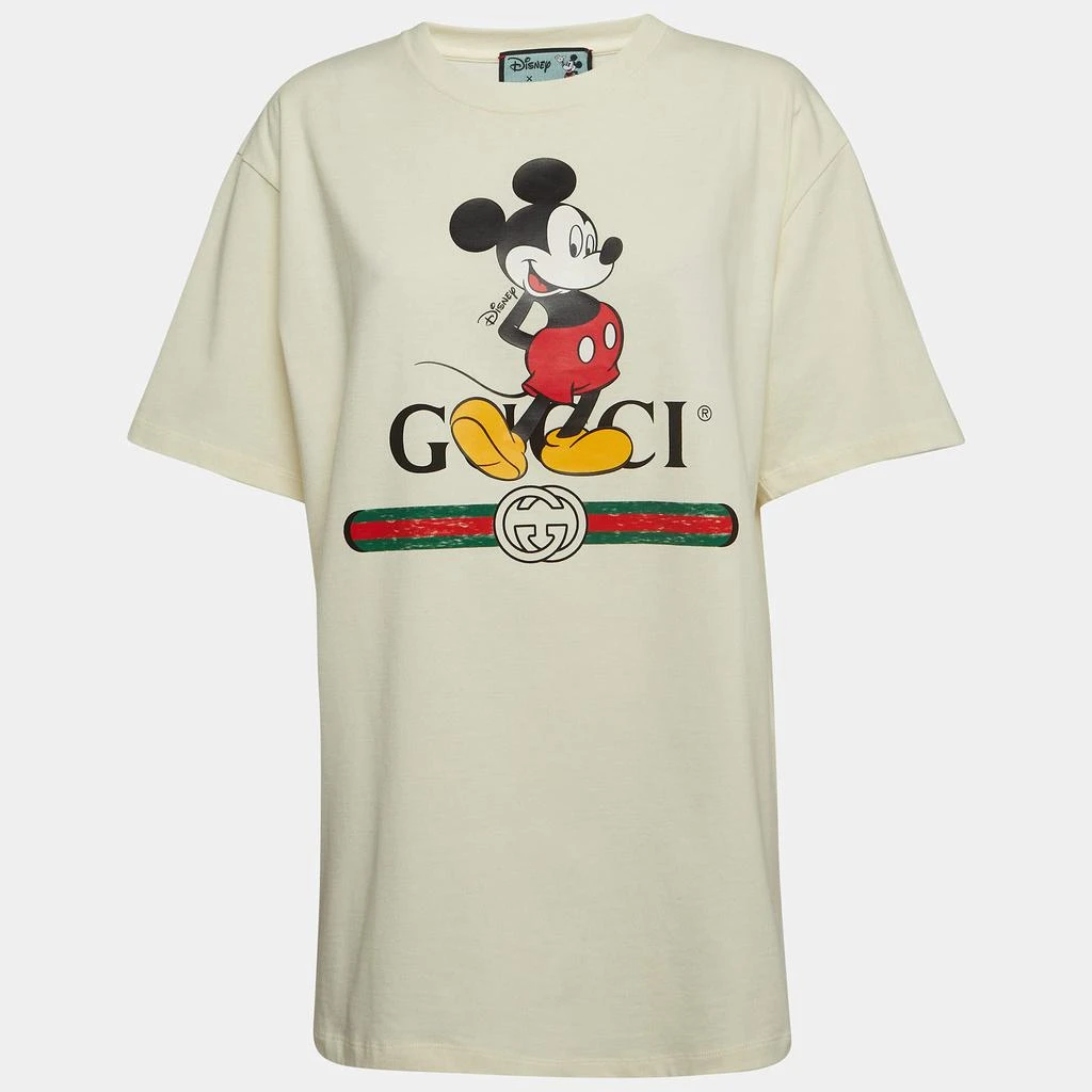 Gucci Gucci X Disney Cream Mickey Mouse Print Cotton T-Shirt M - T ...