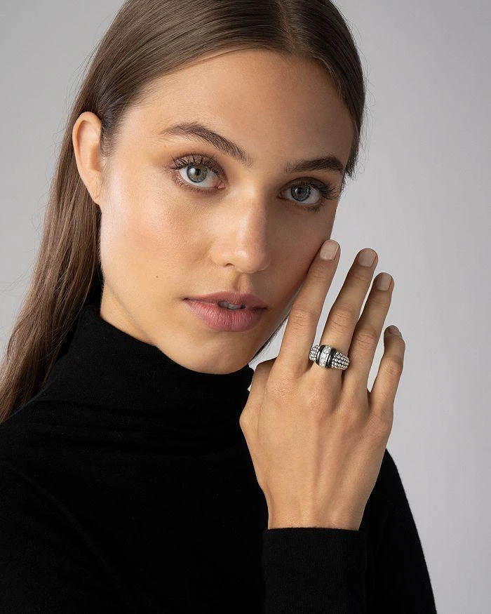LAGOS Sterling Silver Black Caviar Diamond & Ceramic Statement Ring ...