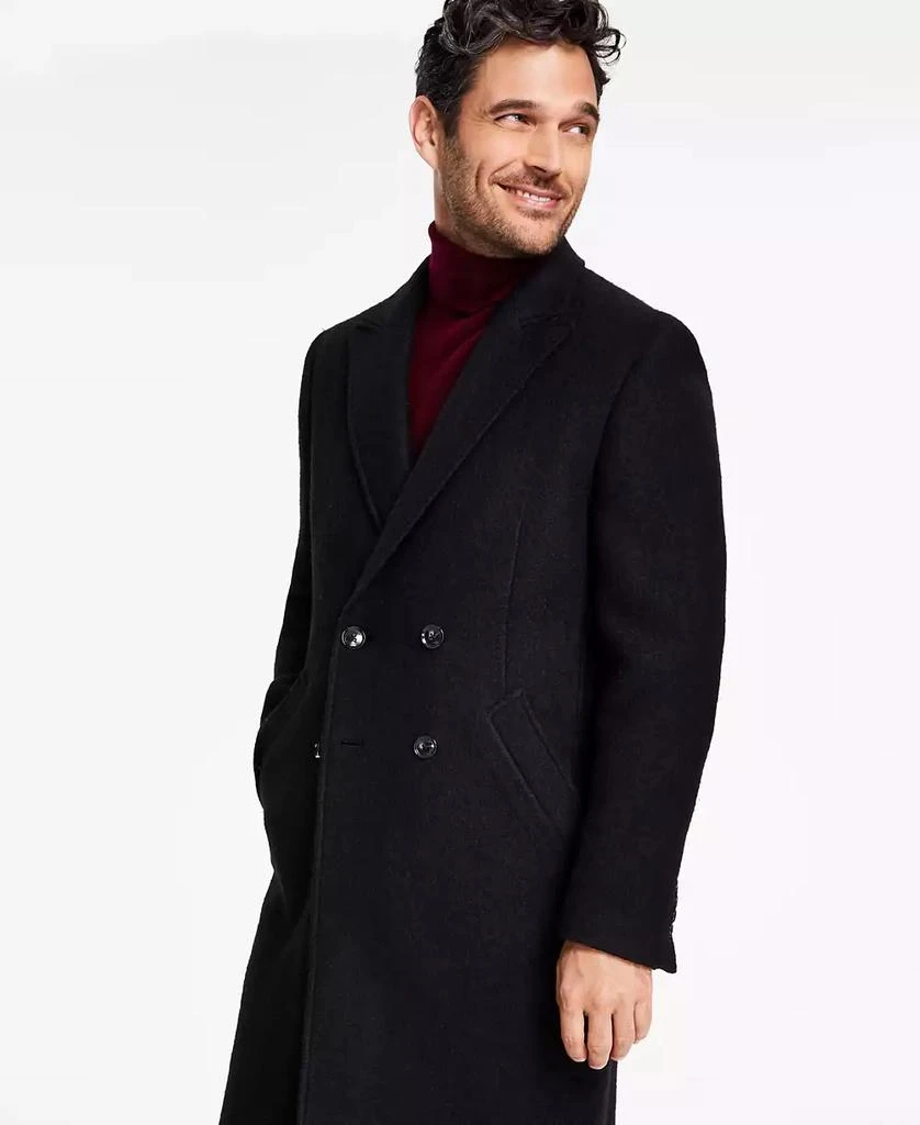 Tommy Hilfiger Men's Modern-Fit Solid Double-Breasted Overcoat ...
