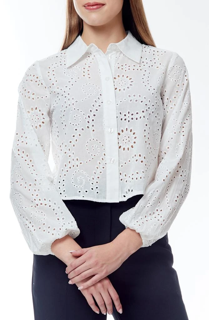 BY DESIGN Ariana Eyelet Button-Up Shirt - Shirts - BeyondStyle