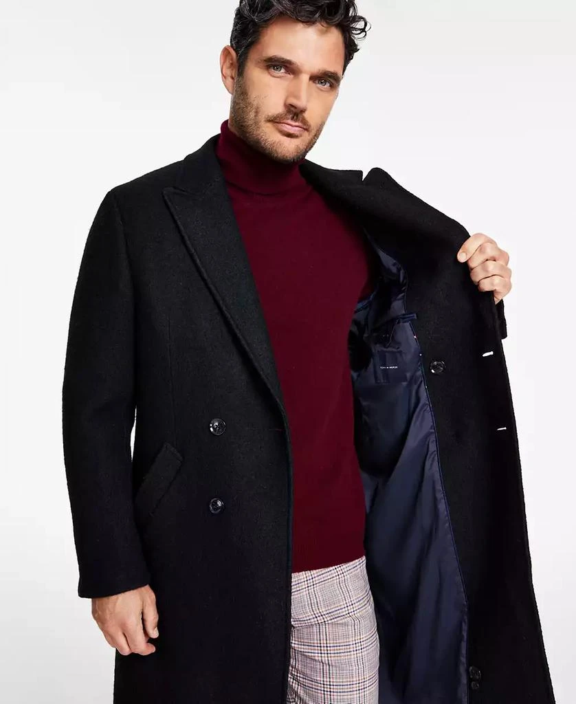 Tommy Hilfiger Men's Modern-Fit Solid Double-Breasted Overcoat ...