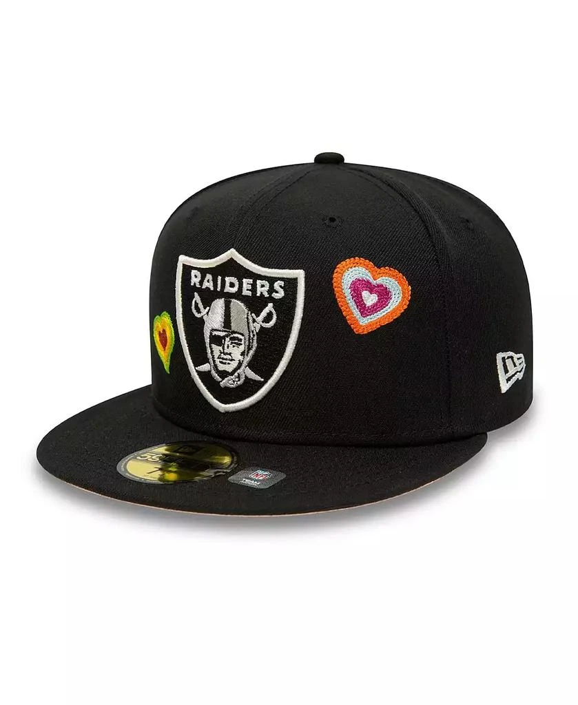 New Era Men's Black Las Vegas Raiders Chain Stitch Heart 59FIFTY Fitted Hat - Hats - BeyondStyle