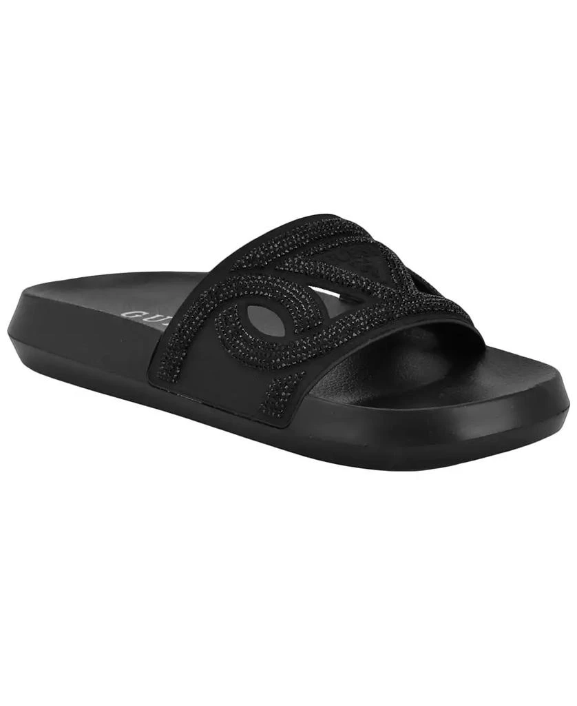 GUESS Women's Payca Rhinestone EVA Pool Slide Sandals - Slippers - Free ...