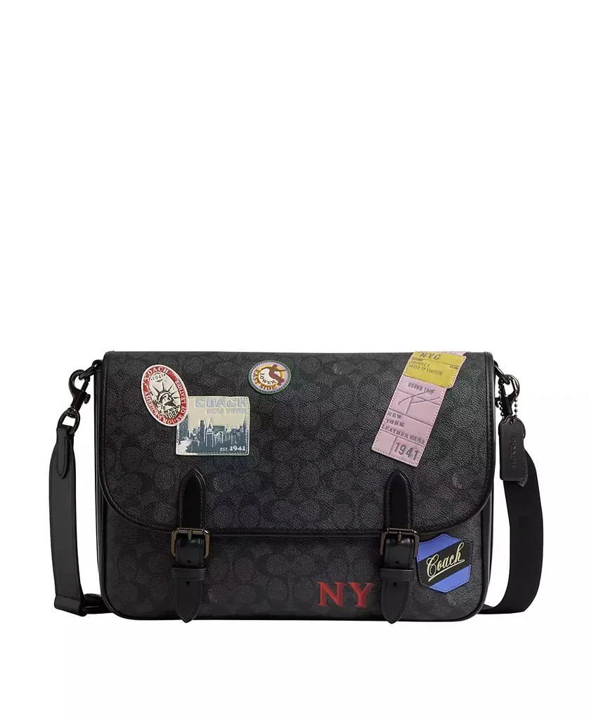 Coach Men's Hitch Signature Canvas with Patches Messenger Bag ...