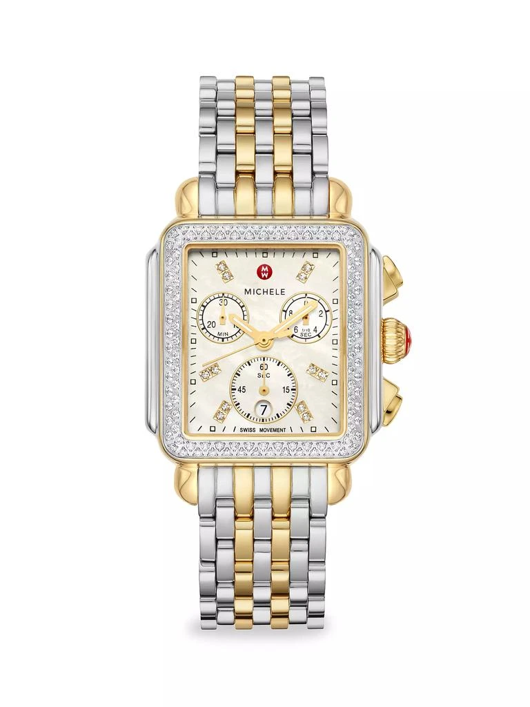 Michele Deco 18K Yellow Gold & Diamond Chronograph Watch - Quartz ...