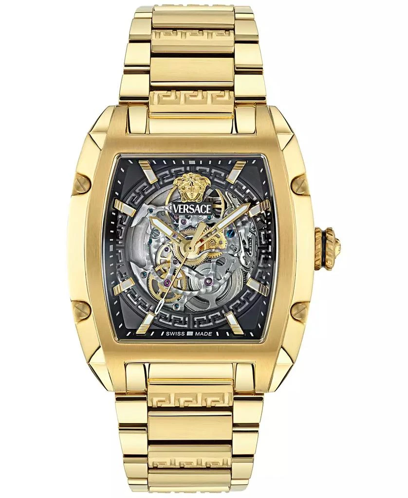 Versace Men's Swiss Automatic Gold Ion Plated Stainless Steel Bracelet ...