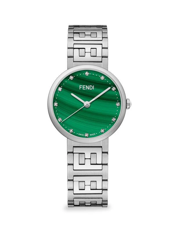 Fendi Forever Fendi 29MM Stainless Steel & Diamond Bracelet Watch ...