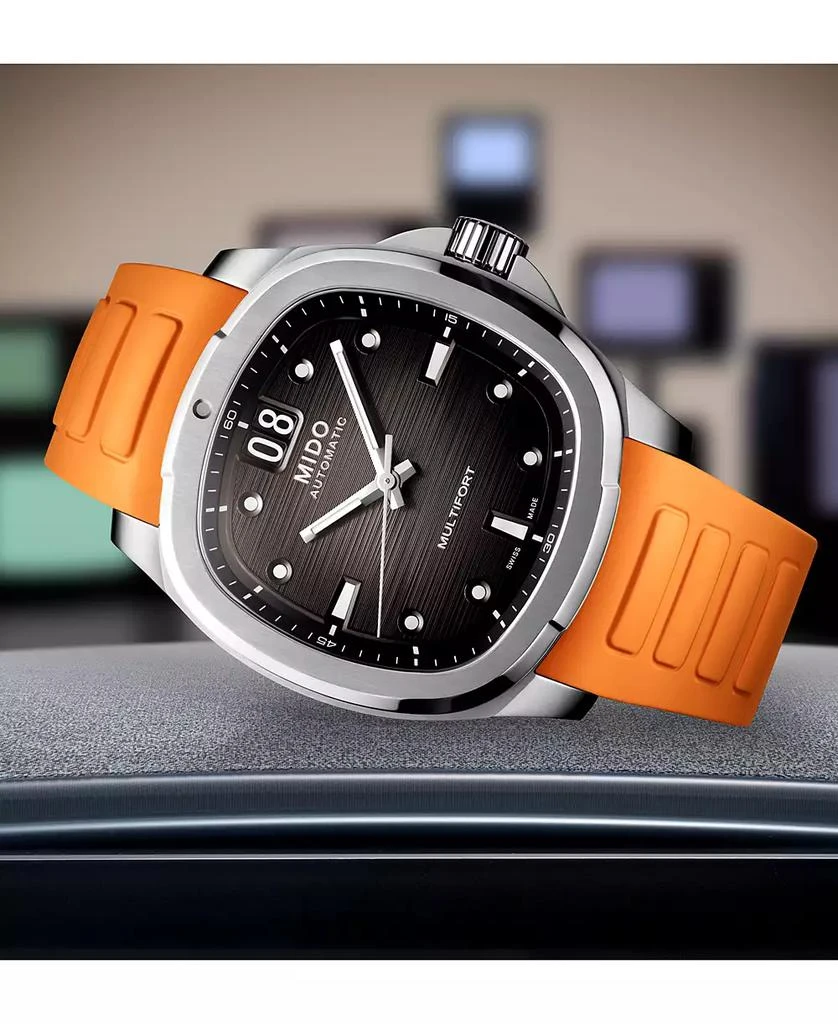 Mido Men's Swiss Automatic Multifort Orange Rubber Strap Watch 41mm ...