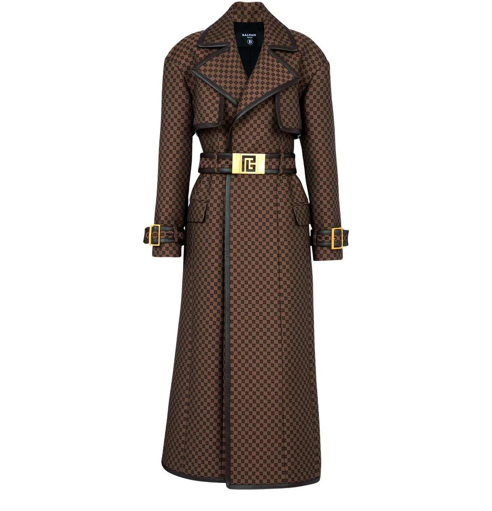 BALMAIN Mini monogram jacquard trench coat - Coats - Free Shipping ...