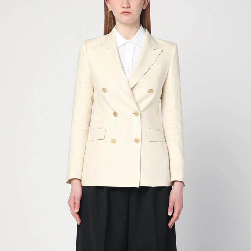 TAGLIATORE Cream linen double-breasted jacket - Jackets - Save Extra 10 ...