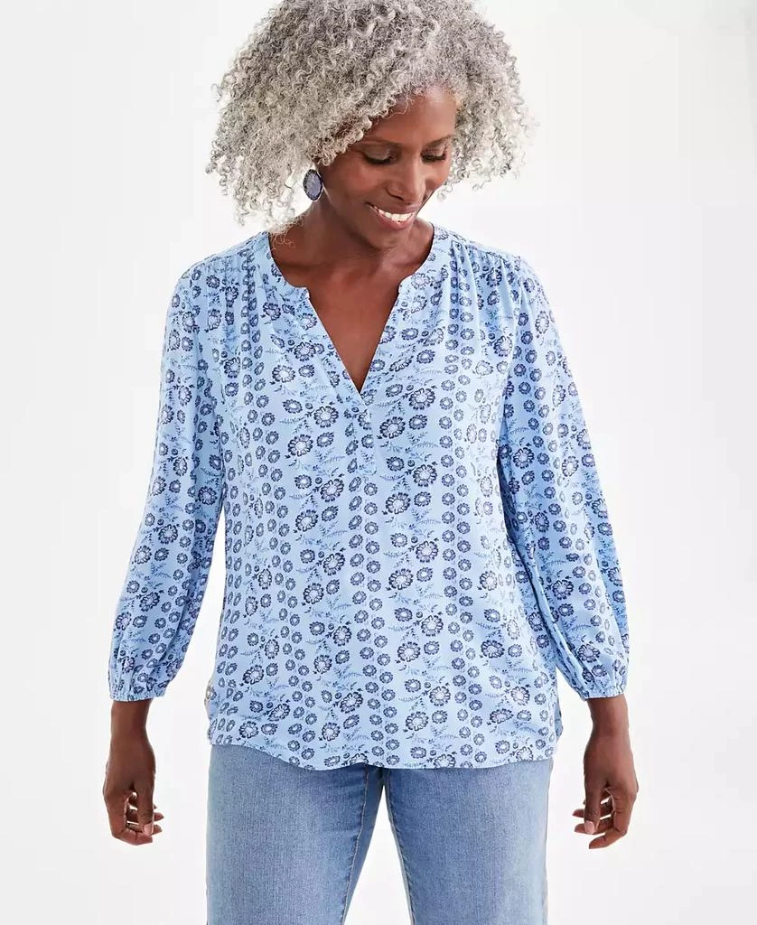 Style & Co Women's Printed Drapey Popover Blouse, Created for Macy's ...