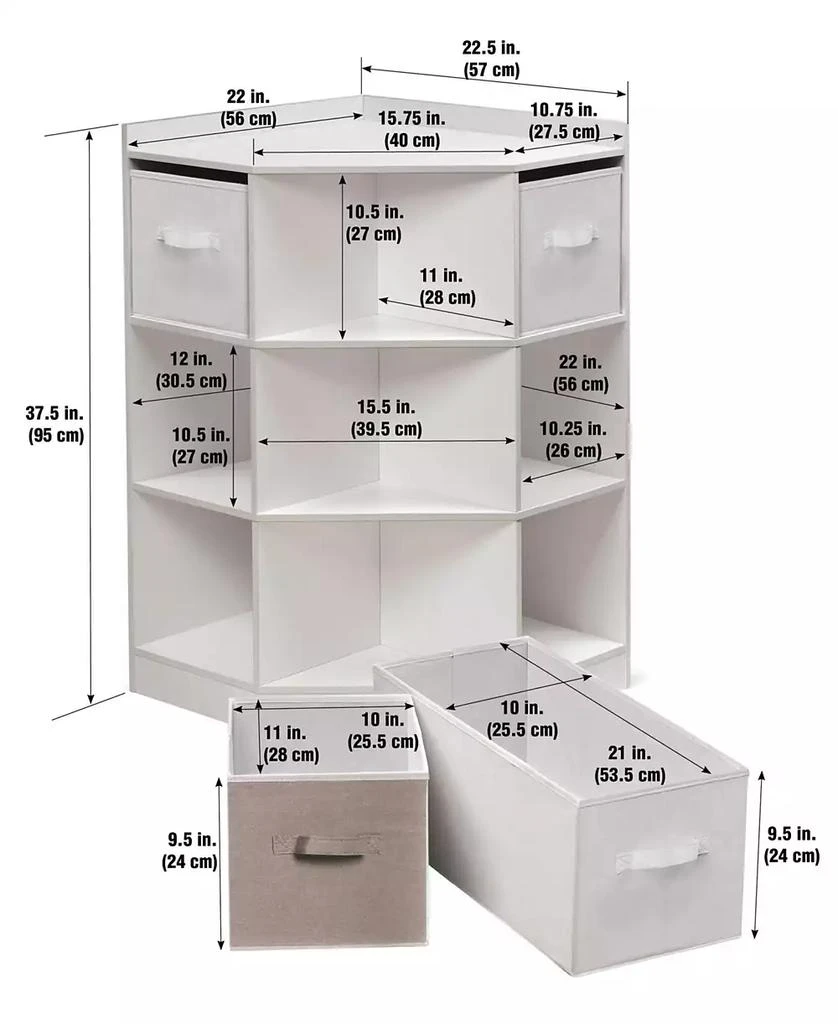 Badger Basket Corner Cubby Storage Unit with Four Reversible Baskets ...