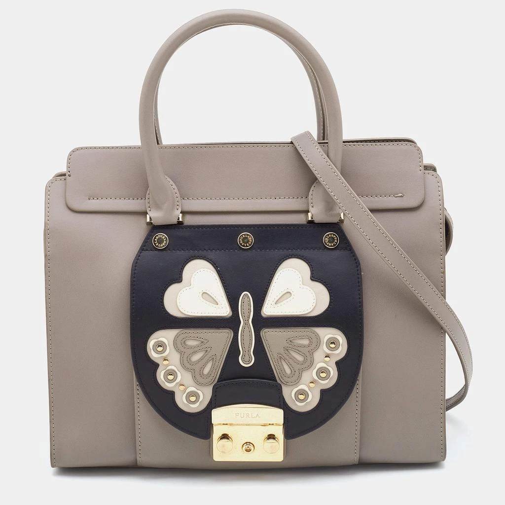 Furla Taupe/Black Leather Metropolis Magia Tote – On Sale Now with Up ...