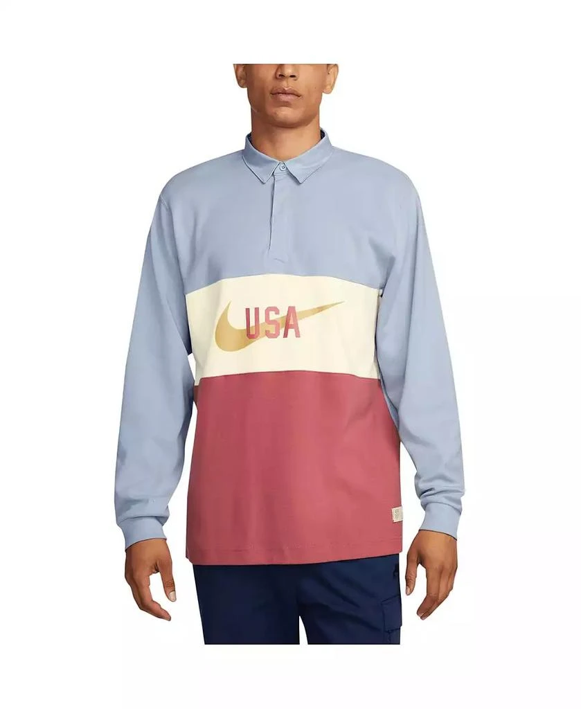 Nike Men's Light Blue USMNT Rugby Long Sleeve Top - T-Shirts - Free ...
