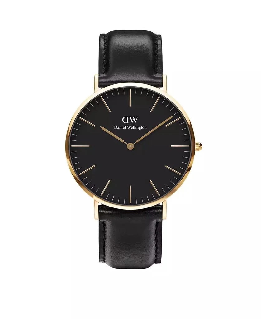Daniel Wellington Men's Classic Sheffield Black Leather Watch - Men's ...