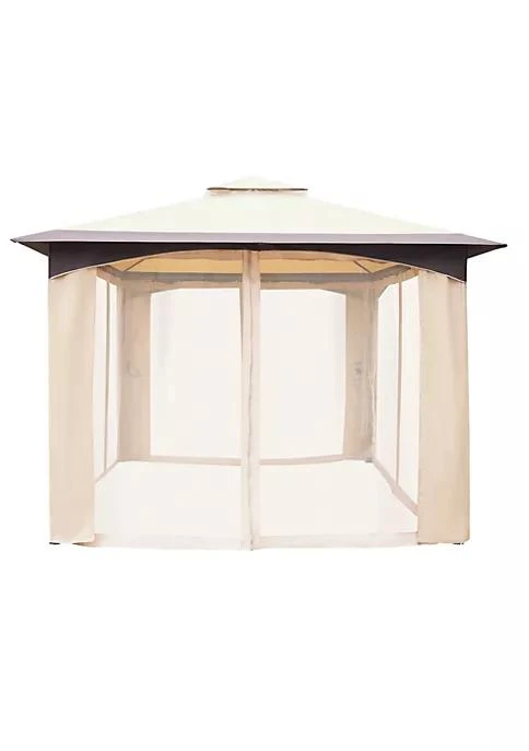 Outsunny 10' x 12' Soft Top Outdoor Canopy Patio Gazebo with 2 Tier ...