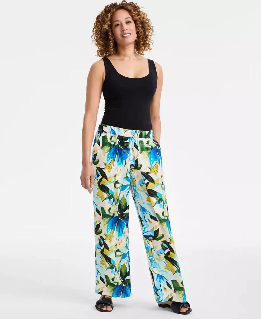 JM Collection Women's Printed Satin Pull-On Pants, Exclusively at Macy ...